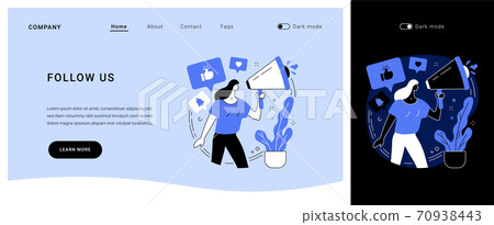Follow us vector concept landing page. - Stock Illustration [70938443 ...
