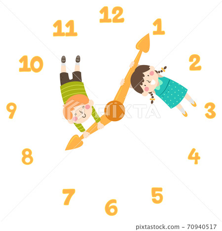 Kids Clock Hands Arrows Illustration - Stock Illustration [70940517 ...