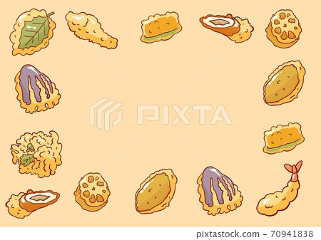 Cute tempura illustration round frame wallpaper... - Stock Illustration ...