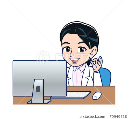 okay, desk work, pc - Stock Illustration [70949818] - PIXTA