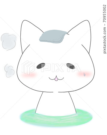 Cat character used in hot springs - Stock Illustration [70955002] - PIXTA