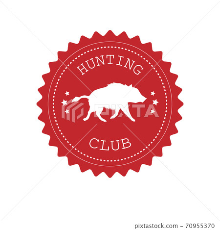 Vector retro round hunting logo with wild boar - Stock Illustration ...