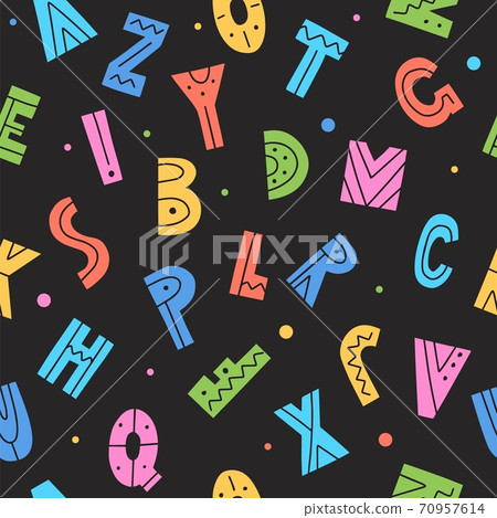 Cute cartoon letters seamless pattern. Colorful... - Stock Illustration ...