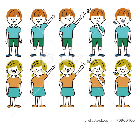 Various poses for boys and girls - Stock Illustration [70960400] - PIXTA