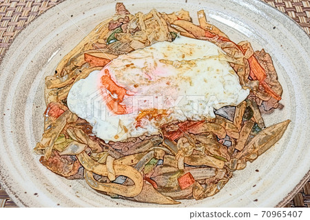 Homemade "yaki udon" colored pencil drawing... - Stock Illustration ...