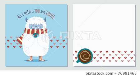 Cute yeti greeting card - Stock Illustration [70981463] - PIXTA
