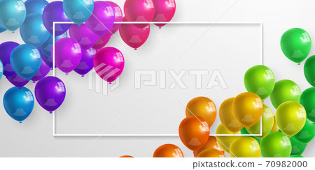 frame color balloons, confetti concept design - Stock Illustration ...