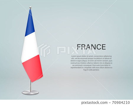 France hanging flag on stand. Template... - Stock Illustration ...