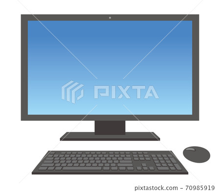 Simple illustration of desktop computer seen... - Stock Illustration ...