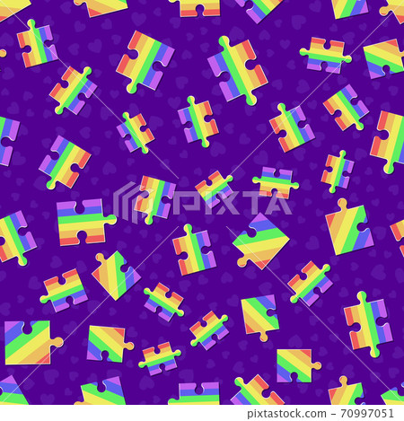 Seamless pattern lgbt rainbow puzzles on a... - Stock Illustration ...