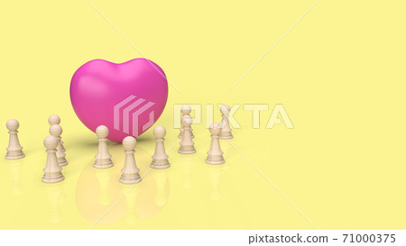 The pink heart and wood chess for empathy... - Stock Illustration ...