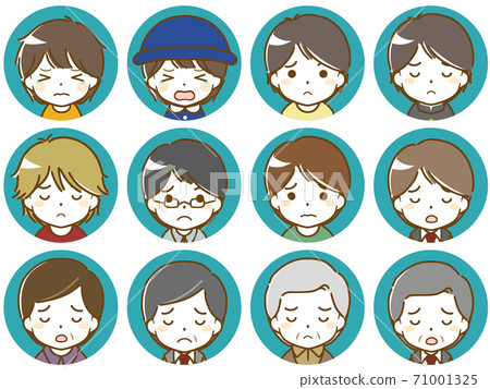 Troublesome facial expression icons for men of... - Stock Illustration ...