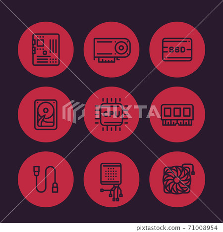 computer components line icons set - Stock Illustration [71008954] - PIXTA