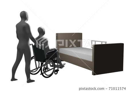Wheelchair pusher and bed - Stock Illustration [71011574] - PIXTA