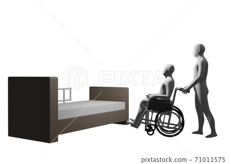 Wheelchair pusher and bed - Stock Illustration [71011575] - PIXTA