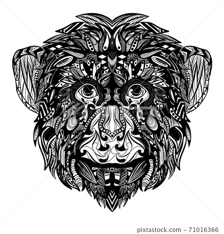 The fauna zentangle of monkey full of the ornament - Stock Illustration ...