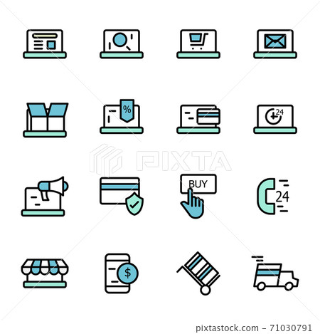 online shopping and services icon set - Stock Illustration [71030791 ...