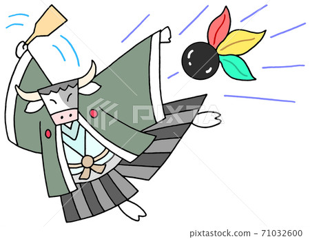 Illustration of New Year's card, Hanetsuki - Stock Illustration ...