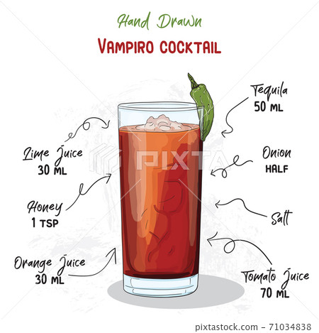 Hand Drawn Colorful Vampiro Summer Cocktail... - Stock Illustration ...