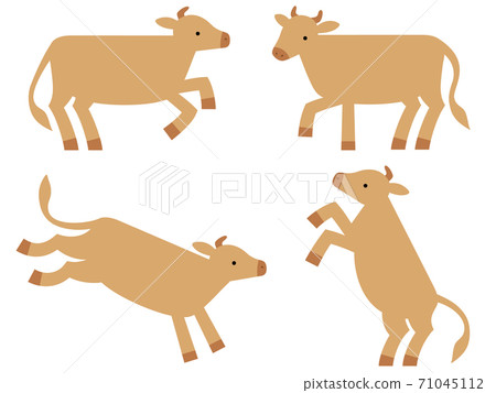 Brown cow deformed illustration set - Stock Illustration [71045112] - PIXTA