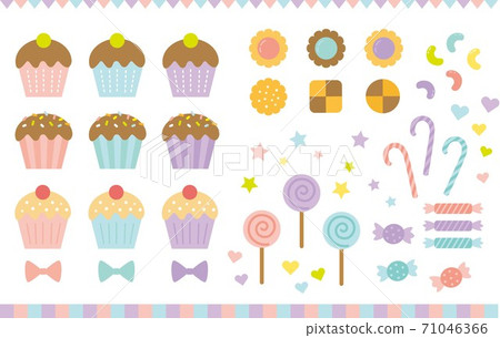 Simple and cute pastel sweets set - Stock Illustration [71046366] - PIXTA