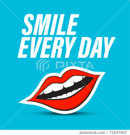 Smile Every Day Symbol with Red Lips Mouth on... - Stock Illustration ...