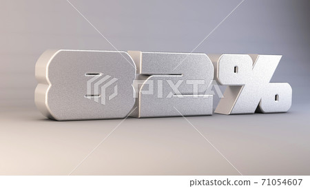 82 percent 3d metal text isolated on white, 3d... - Stock Illustration ...