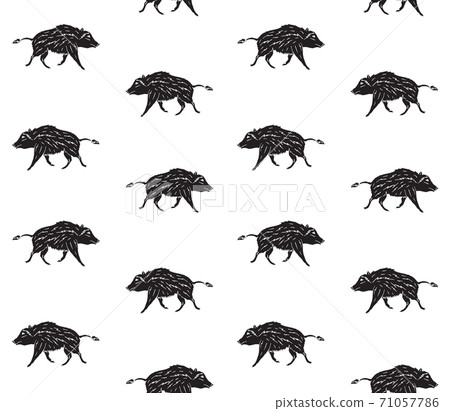 Vector seamless pattern of hand drawn wild boar-插圖素材 [71057786] - PIXTA圖庫