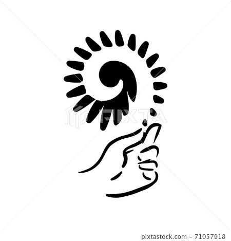 Hand holding magic symbol of swirl spiral... - Stock Illustration ...