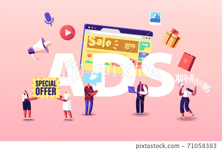 Ads Concept. Promoter Character Advertising,... - Stock Illustration ...