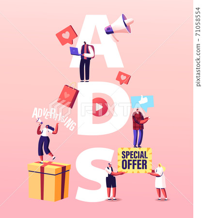 Ads Concept. Promoter Character Advertising,... - Stock Illustration ...
