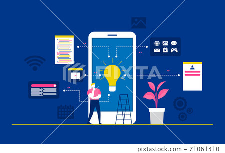 Programmer Thinking Mobile App Development... - Stock Illustration ...