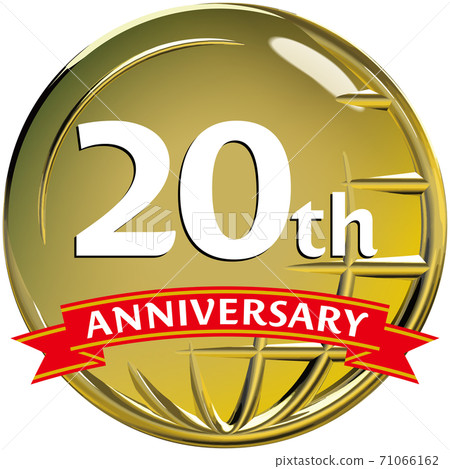 20th Anniversary Semi-three-dimensional mark... - Stock Illustration ...