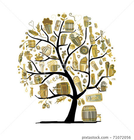 Beer tree, sketch for your design - Stock Illustration [71072056] - PIXTA