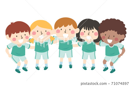Kids Gym Team Group Plan Huddle Illustration - Stock Illustration ...