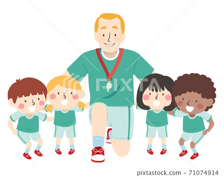 Kids Coach Team Group Plan Illustration - Stock Illustration [71074914 ...