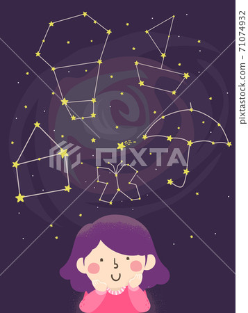 Kid Girl Imagine Constellation Shapes Illustration - Stock Illustration ...