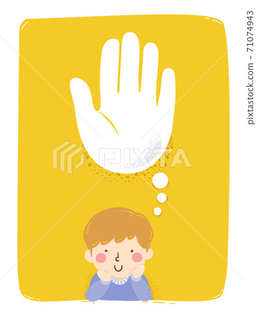 Kid Boy Think Helping Hand Cloud Illustration - Stock Illustration ...