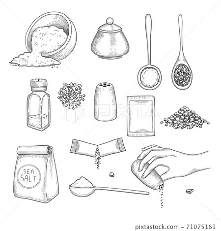 Drawn salt. Eating natural ingredients for... - Stock Illustration ...