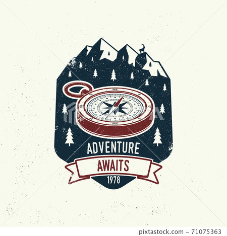 Adventure awaits. Camping quote. Vector... - Stock Illustration ...