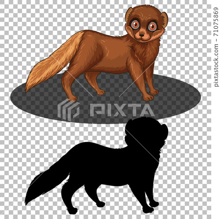 Mink cartoon character with its silhouette - Stock Illustration ...