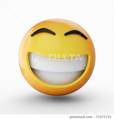 3D Rendering happy emoji isolated on white... - Stock Illustration ...