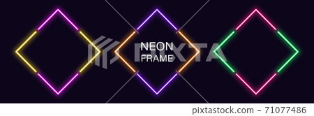Neon rhomb Frame. Set of rhombus neon Border in... - Stock Illustration ...