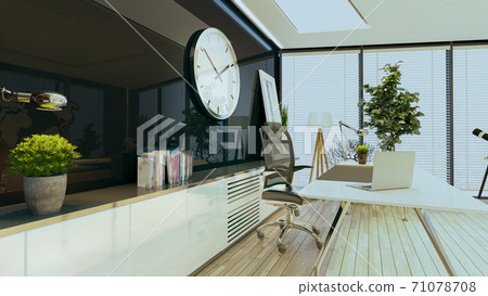 Modern office concept with table, reflect... - Stock Illustration ...
