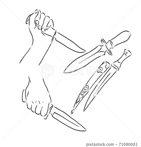 set dagger doodle style sketch illustration... - Stock Illustration ...