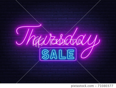 Thursday Sale neon sign on brick wall background. - Stock Illustration ...