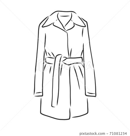 Autumn coat hand drawn vector illustration. - Stock Illustration ...