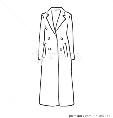 Autumn coat hand drawn vector illustration. - Stock Illustration ...