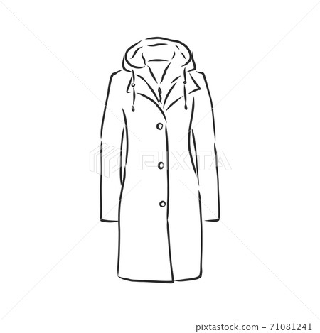 Autumn coat hand drawn vector illustration. - Stock Illustration ...