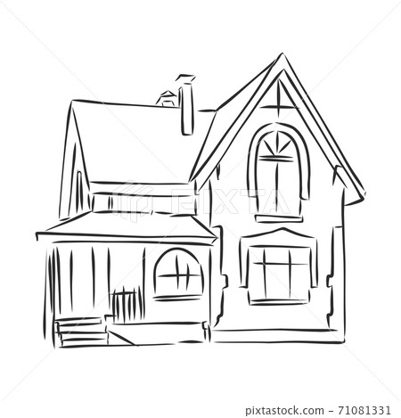 building hand drawing, house vector sketch - Stock Illustration ...